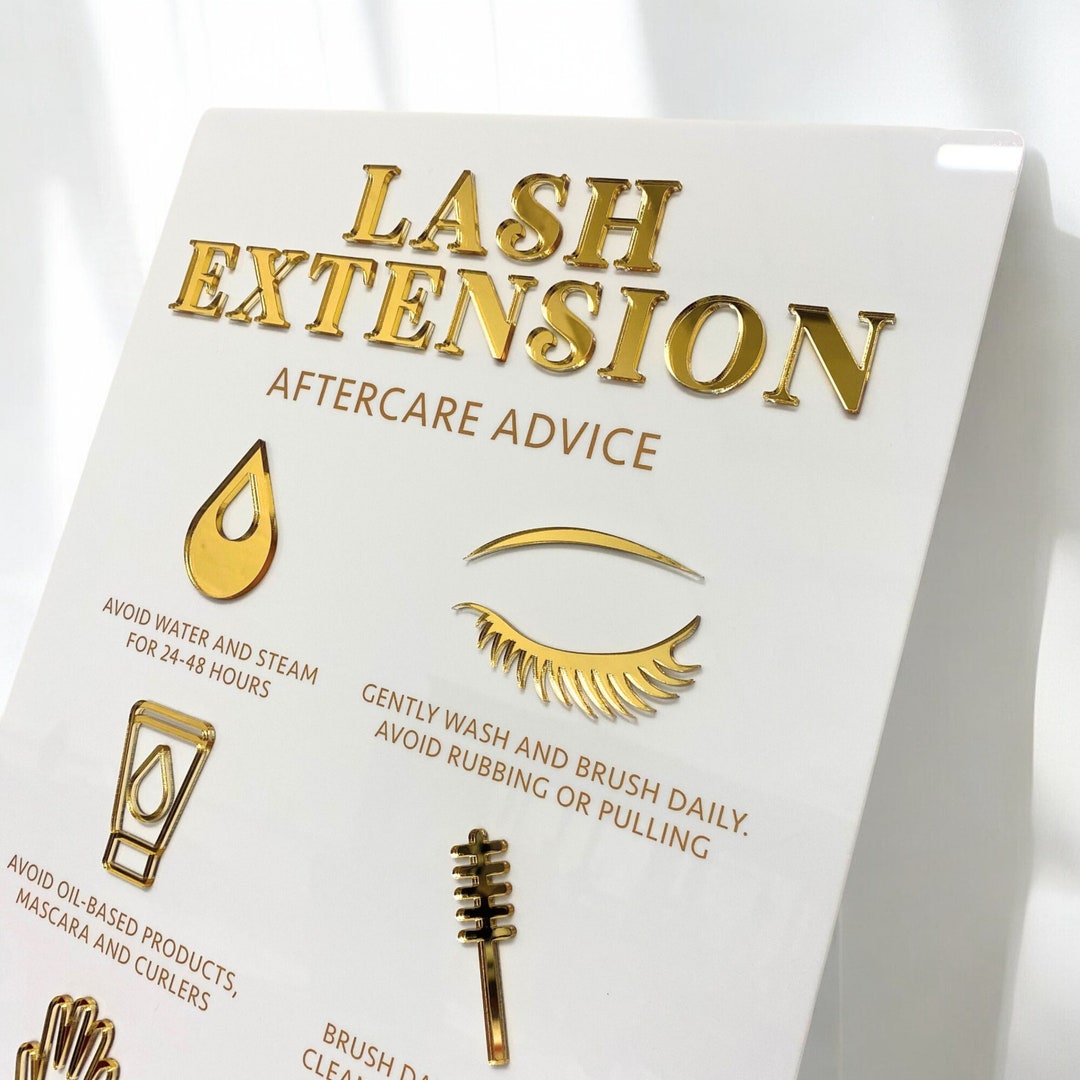 Lash Extension Aftercare Advice Sign | 3D Acrylic Aesthetics Display ...