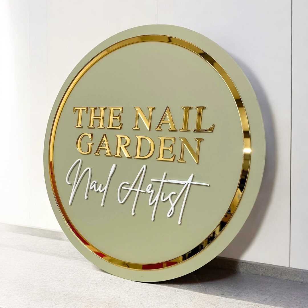 Circle Business Logo Sign | 3D Acrylic Mirror Signage | Salon, Clinic ...