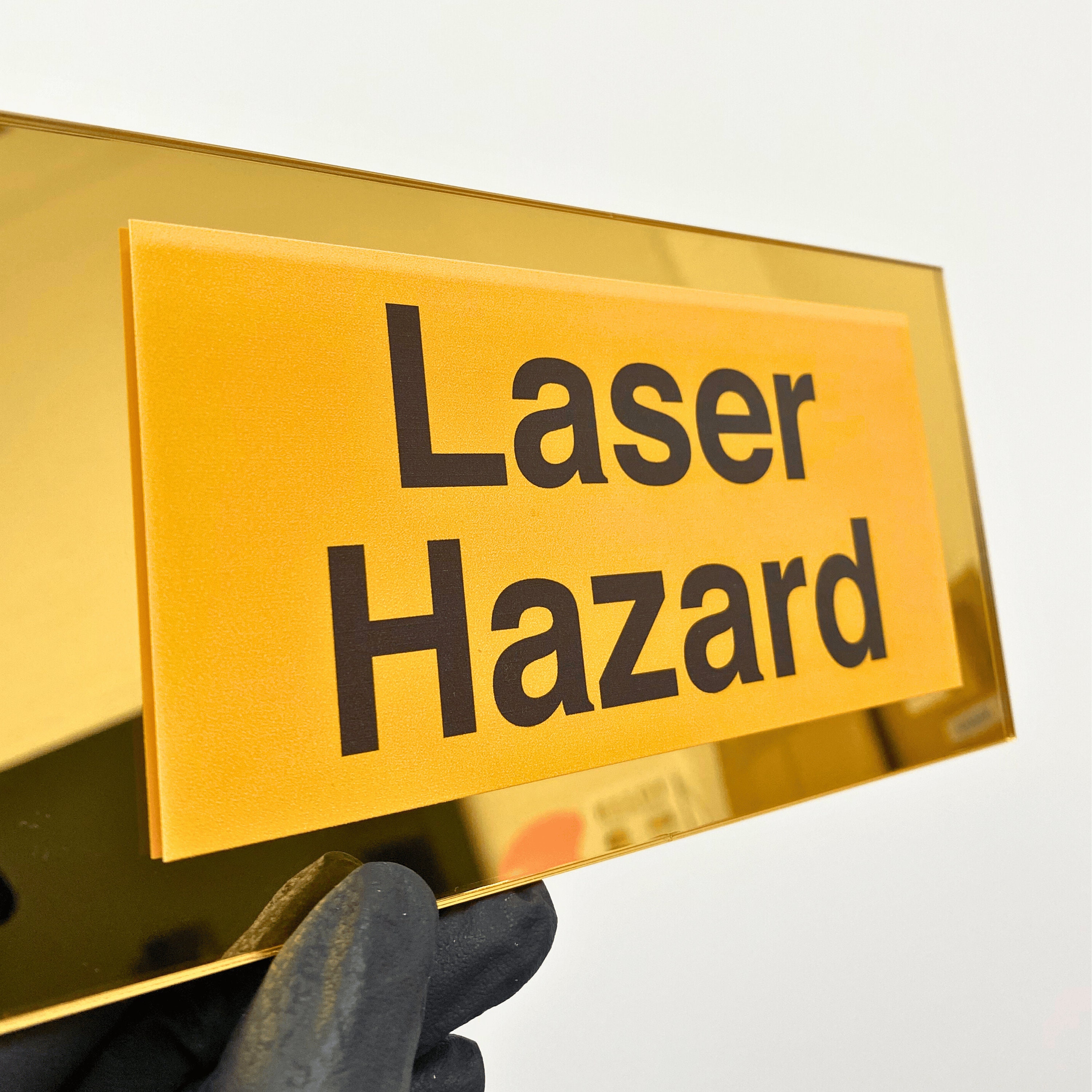 3D Acrylic Laser Hazard Warning Sign | Gold Mirror Modern Safety ...