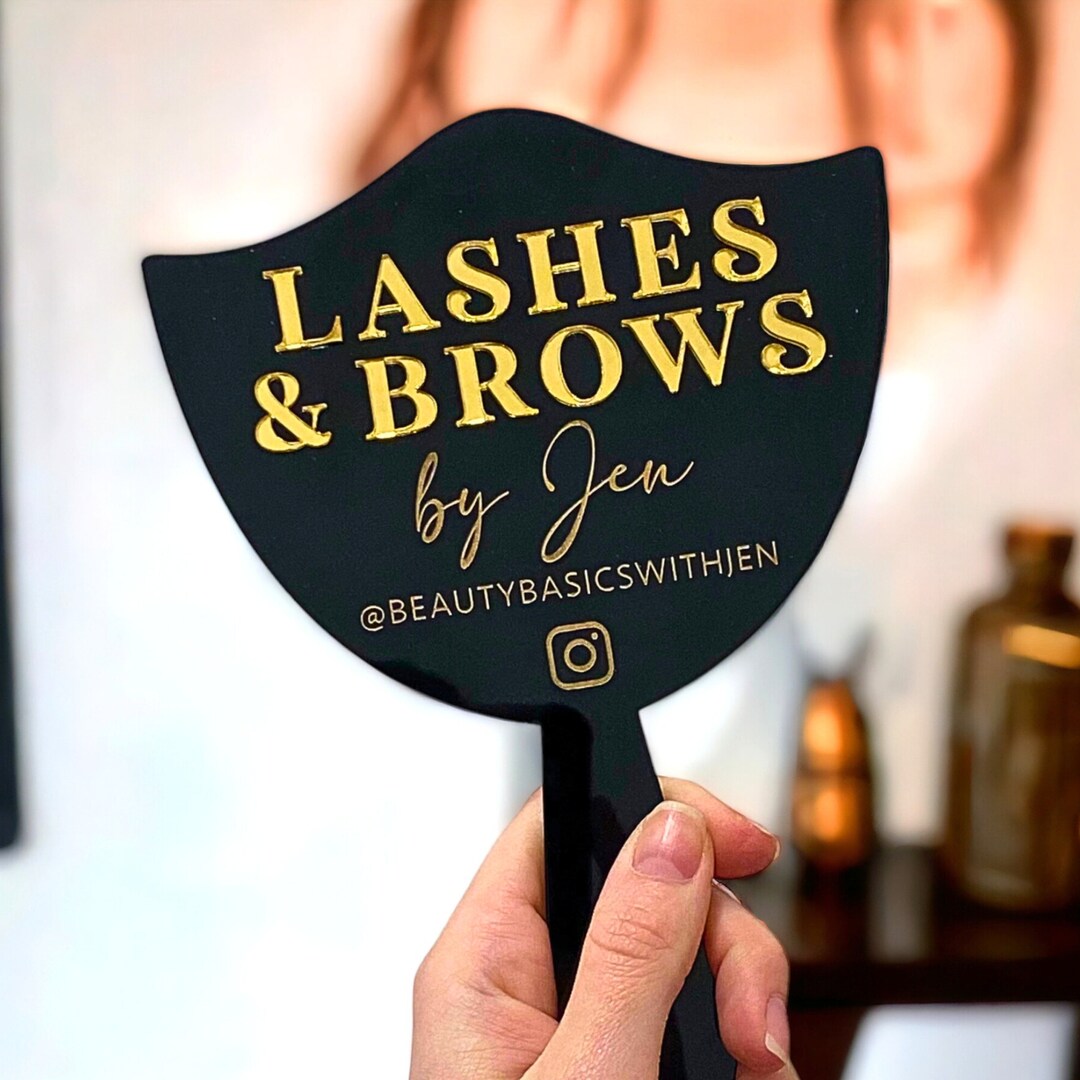 Personalised Lashes & Brows Mirror Prop | Handheld Social Media Prop ...