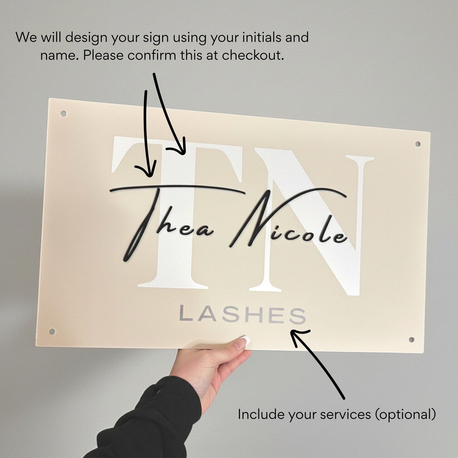 Personalised Initials Logo Acrylic Wall Sign | Custom Salon Décor for ...
