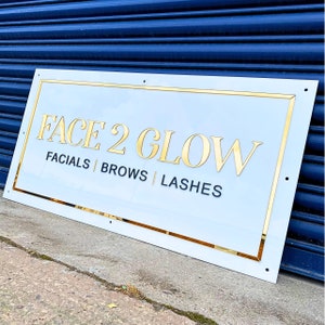 3D Acrylic Business Sign | Custom Text Wall Signage | Rectangle Logo ...