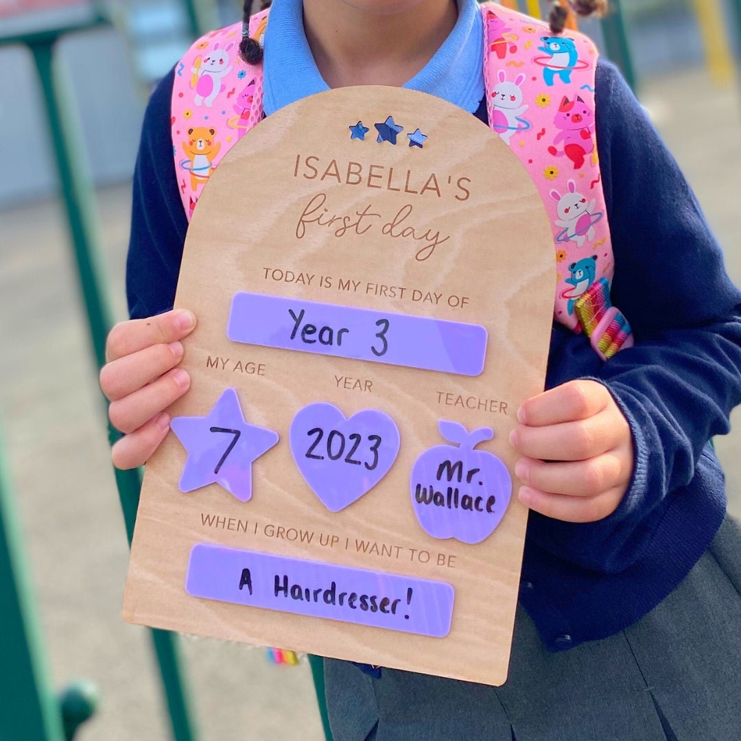 Personalised First Day of School Sign | Reusable Memory Keepsake Photo ...