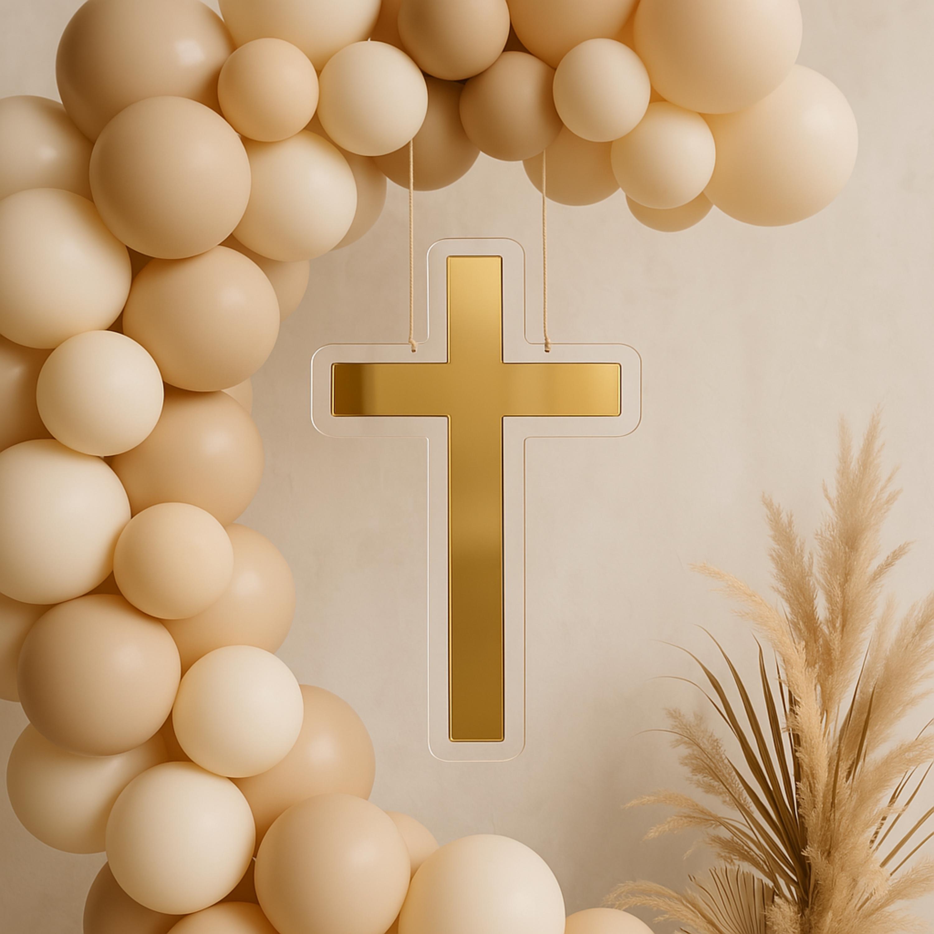 Large Hanging Religious Cross | Balloon Arch Moongate Decor Idea ...