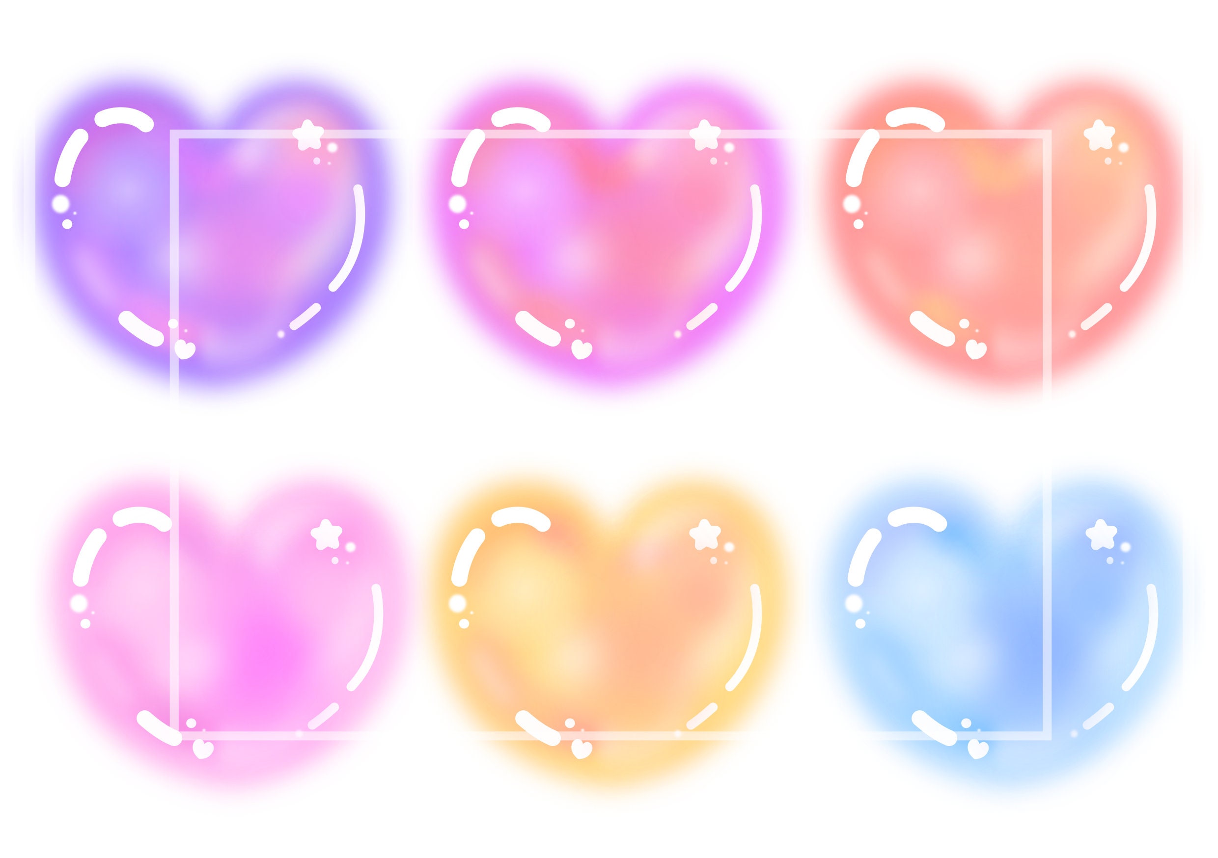 Cute Heart Bubble Digital Stickers, Cute Stickers, Deco Stickers, Heart ...