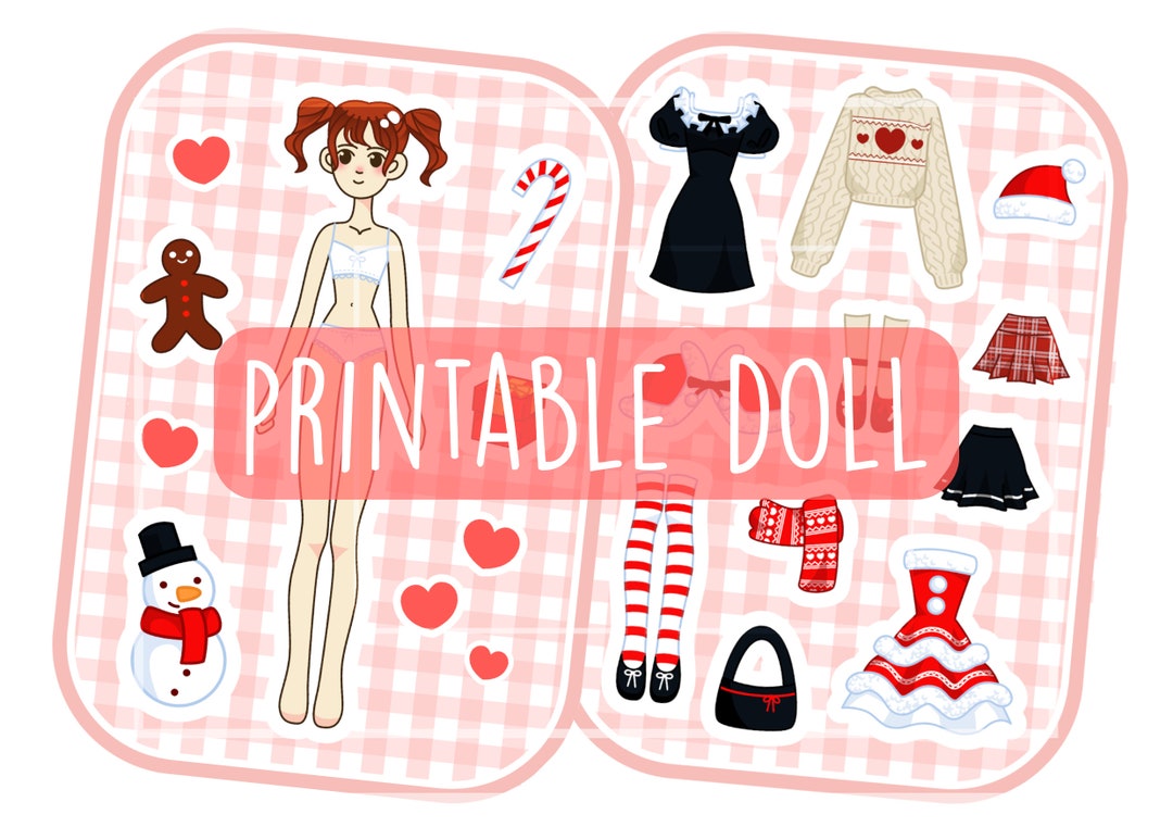 Christmas Printable Dress up Paper Doll Set, Busy Book, Digital ...