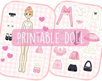Printable Dress up Paper Doll Set, Cute Coquette Doll, Busy Book ...