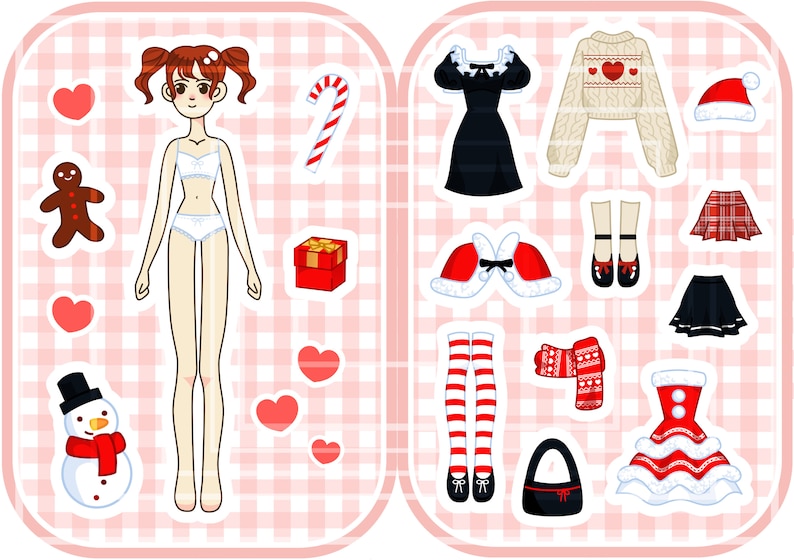 Christmas Printable Dress up Paper Doll Set, Busy Book, Digital ...