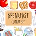 Breakfast Food Digital Stickers Clipart, Clipart Bundle, Toast Clipart ...