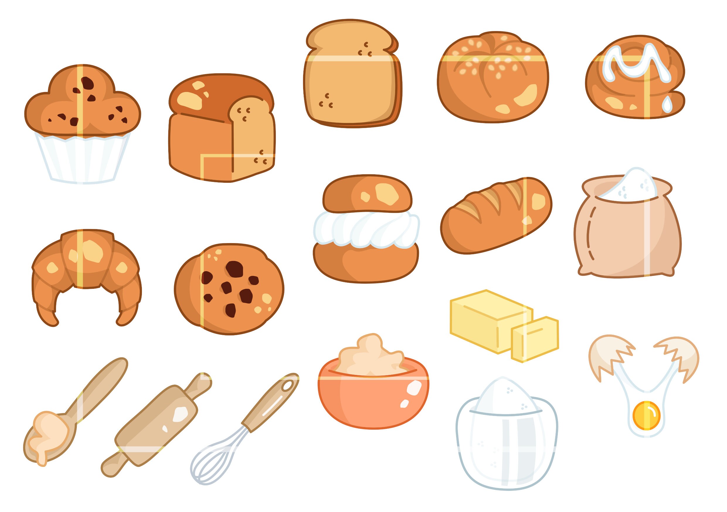 Bakery Food Digital Stickers Clipart - Etsy