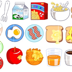 Breakfast Food Digital Stickers Clipart, Clipart Bundle, Toast Clipart ...