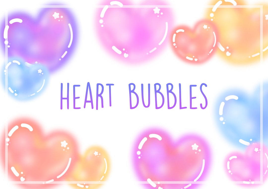 Cute Heart Bubble Digital Stickers, Cute Stickers, Deco Stickers, Heart Clipart, Bubble Clipart ...