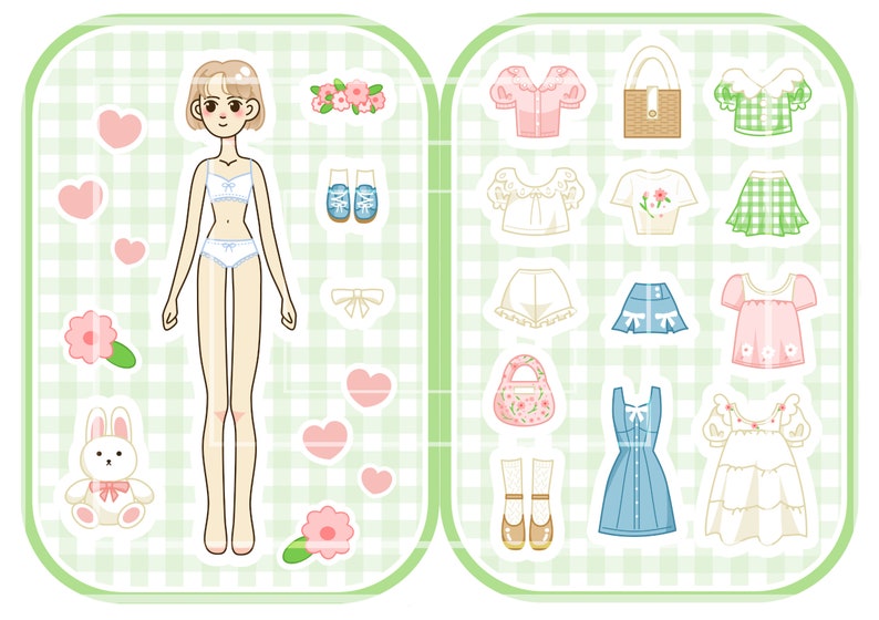 Printable Dress up Paper Doll Set, Cute Spring Flowers, Busy Book ...