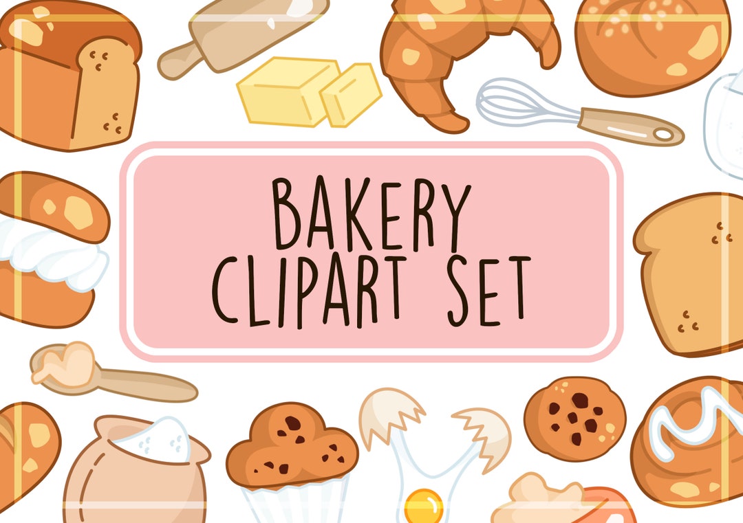 Bakery Food Digital Stickers Clipart, Bakery Clipart, Aesthetic, Kawaii ...