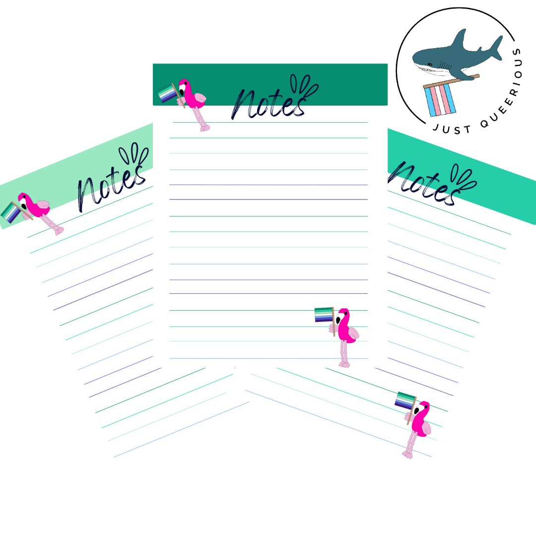 Gay Pride Flamingo Notes Pages Printable, Notes List Printable, Note ...