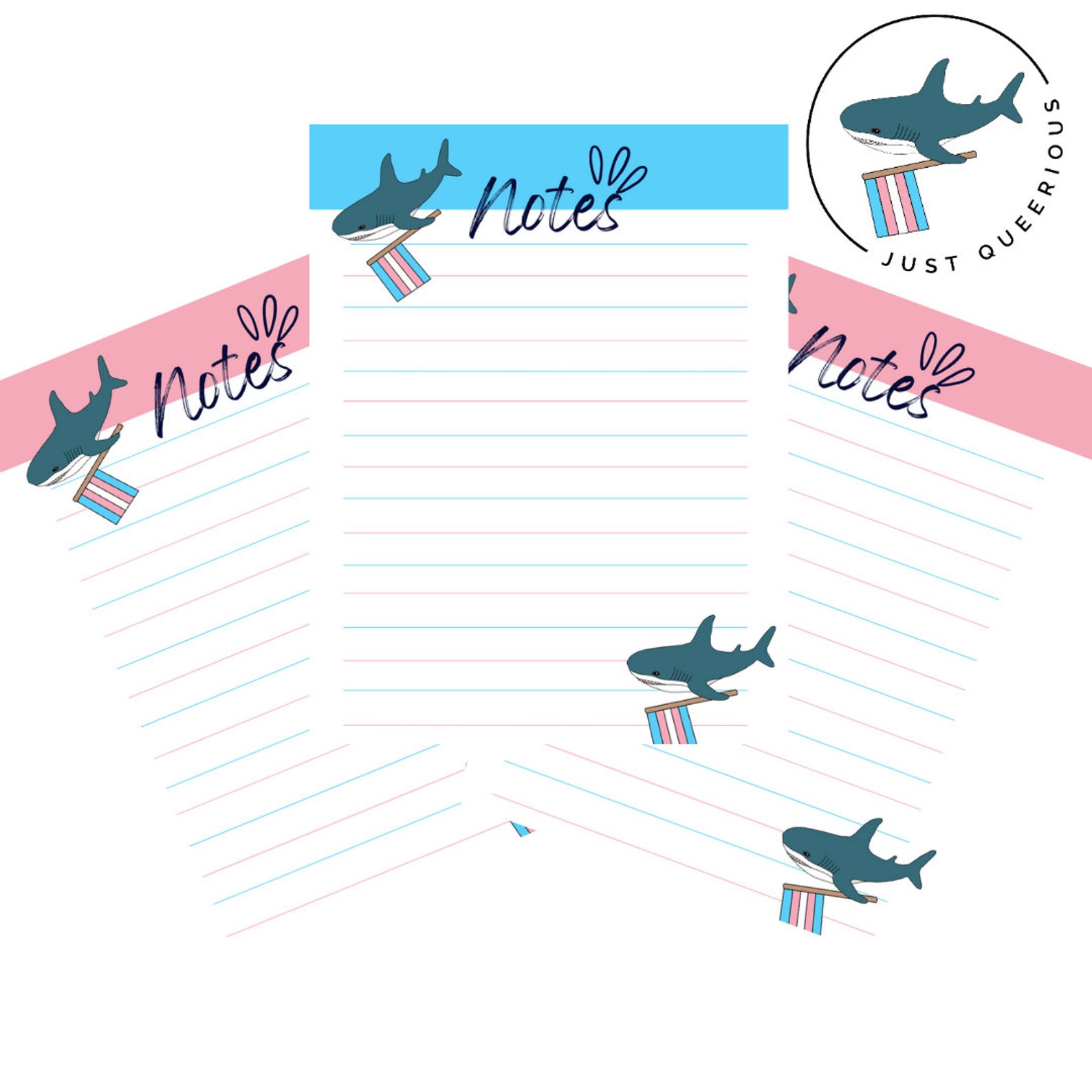 Blahaj Trans Pride Shark Note Lists Printable, Notes Printable, Notepad ...