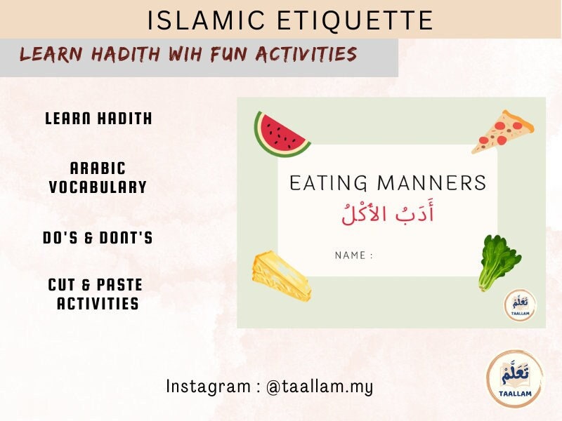 Taallam Islamic Etiquette Worksheet Printable Activities - Etsy