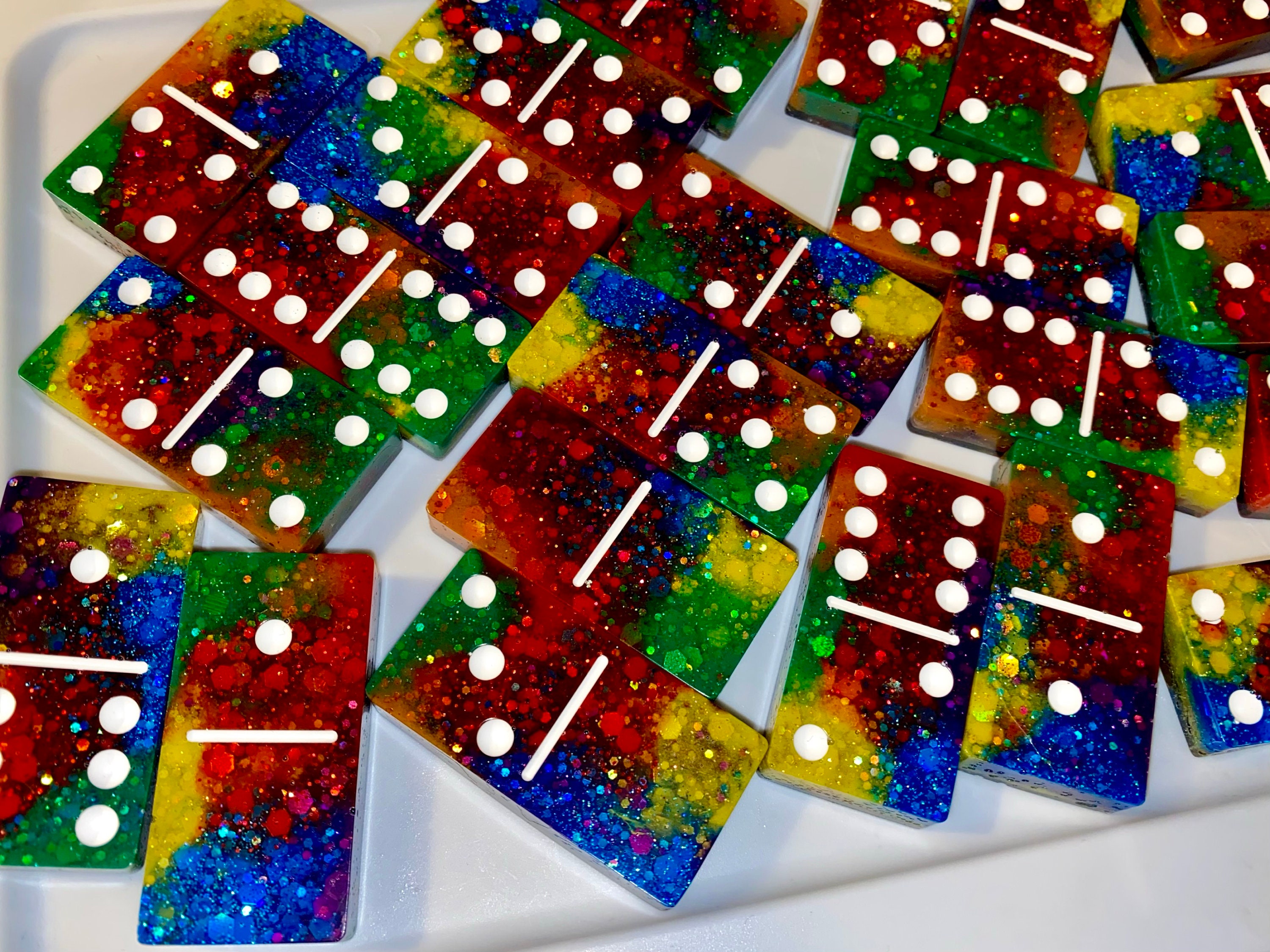 Pride Double 6 Resin Domino Game Set Handmade Designer Domino Fun for ...