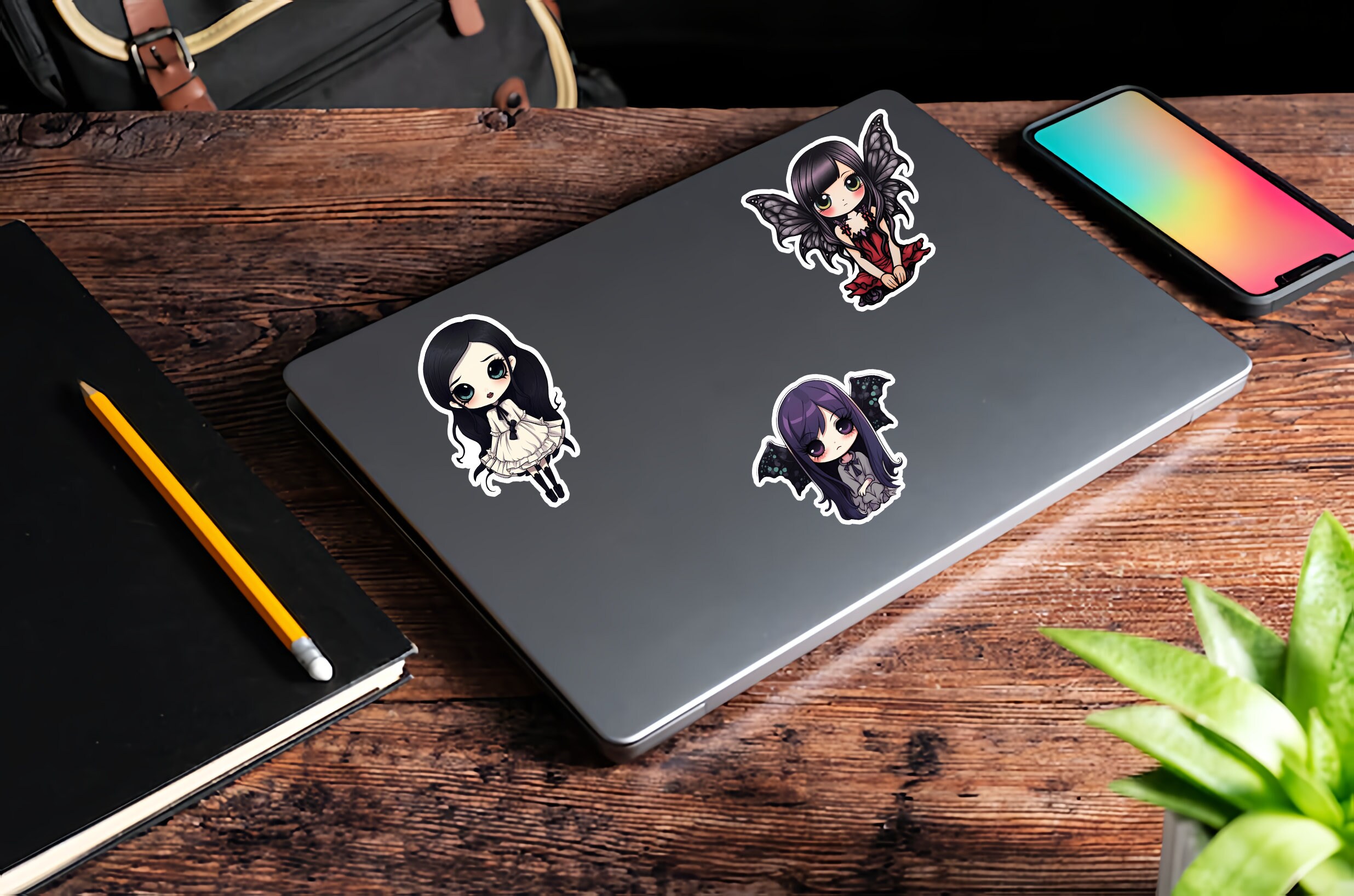 Adorable Gothic Chibi Girl, Print and Cut Sticker Sheet Template ...