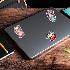Boba Kawaii Tea Sticker, Animal Bubble Drinks Sticker Sheet Template ...