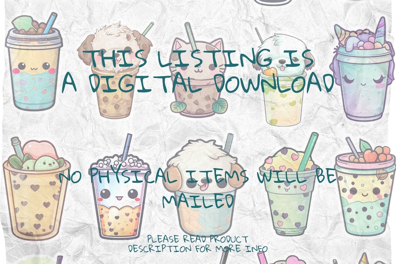 Boba Kawaii Tea Sticker, Animal Bubble Drinks Sticker Sheet Template ...