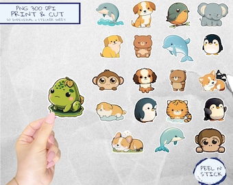 Monster Cute Sticker, Kawaii Sticker Sheet Template, Fantasy Clipart ...