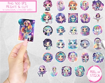 Animal Sticker, Cute Kawaii Sticker Sheet Template, Dog Sticker, Cat ...