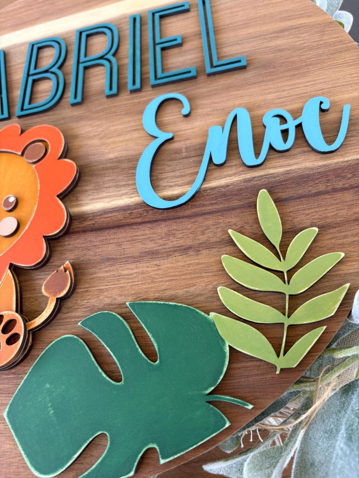 Personalized Safari Jungle Name Sign 3D - Custom Wooden Nursery Decor ...