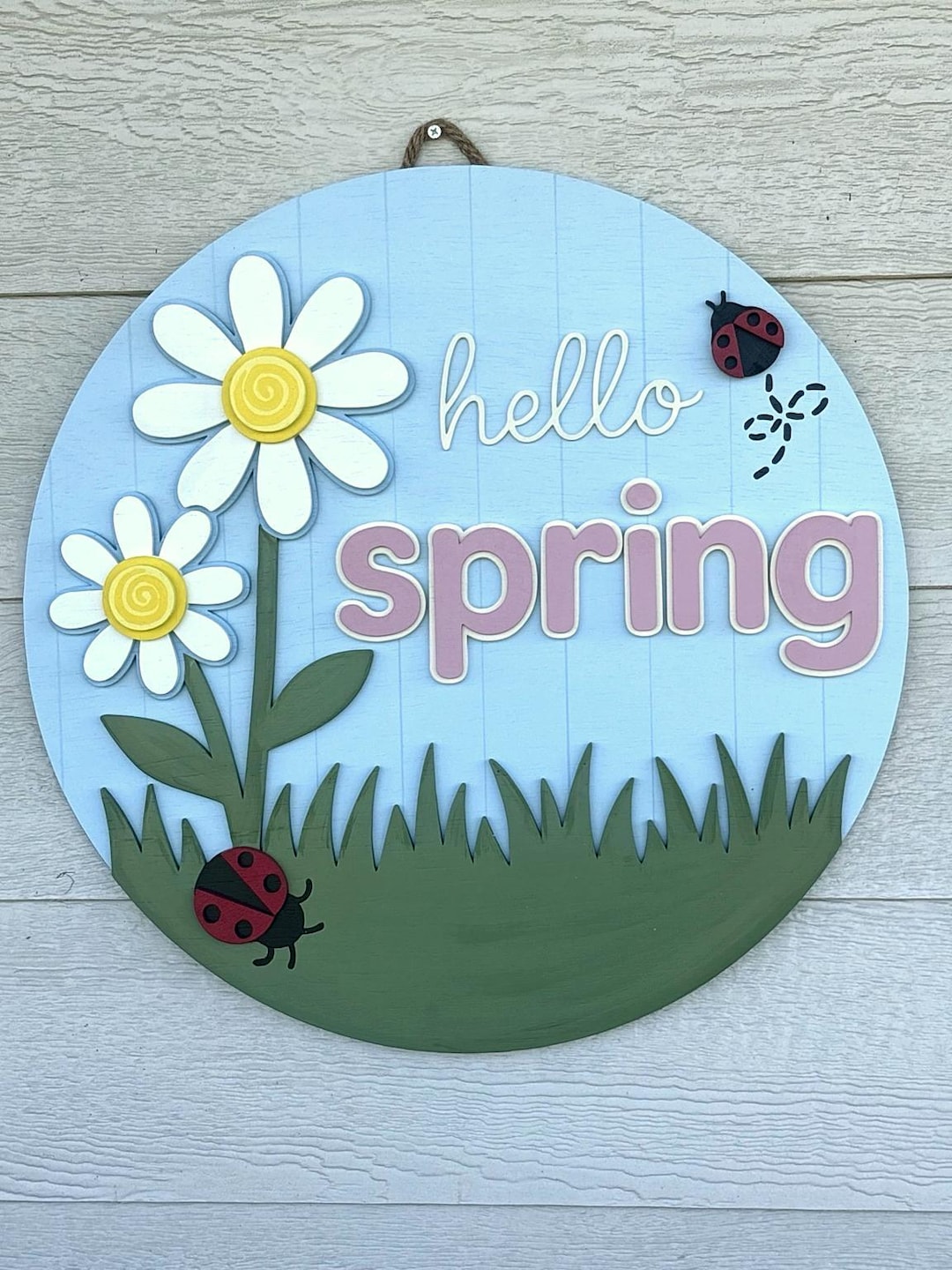 Hello Spring Door Hanger 20 Inch | Spring Front Door Decor | Daisy ...