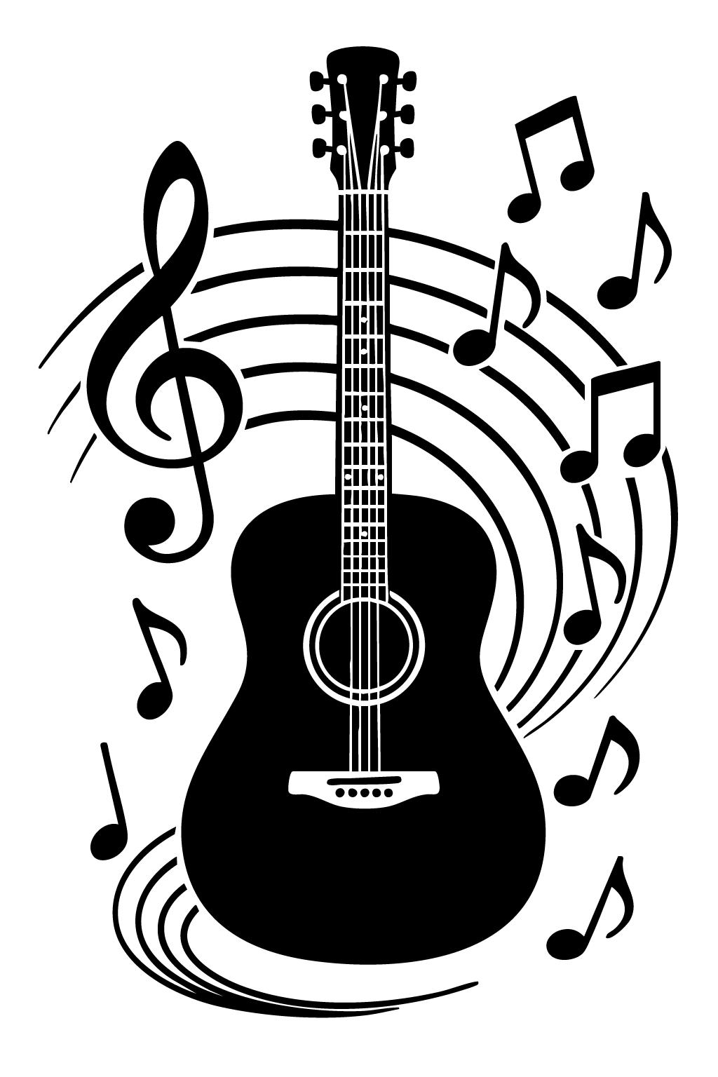 Acoustic Guitar Music Notes SVG | Laser, Cricut, CNC (digital Download ...