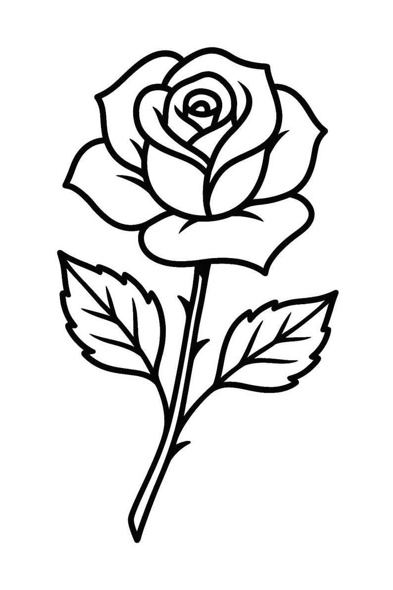 Rose Svg Dxf Png Dwg Black and White Flower Line Art for Laser ...