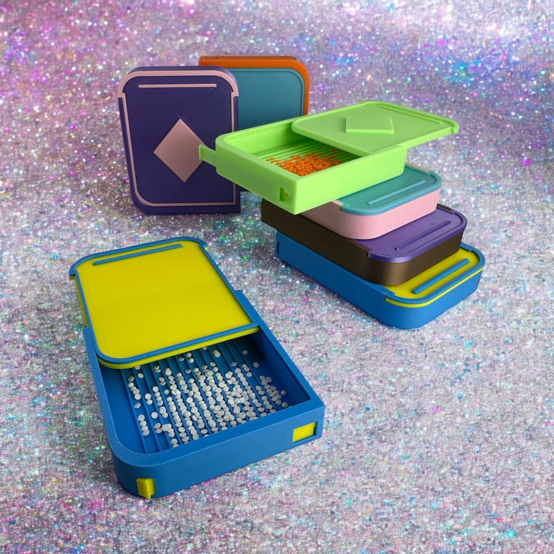 3D Printed Stackable Diamond Art Tray With Lid & Funnel (digital ...