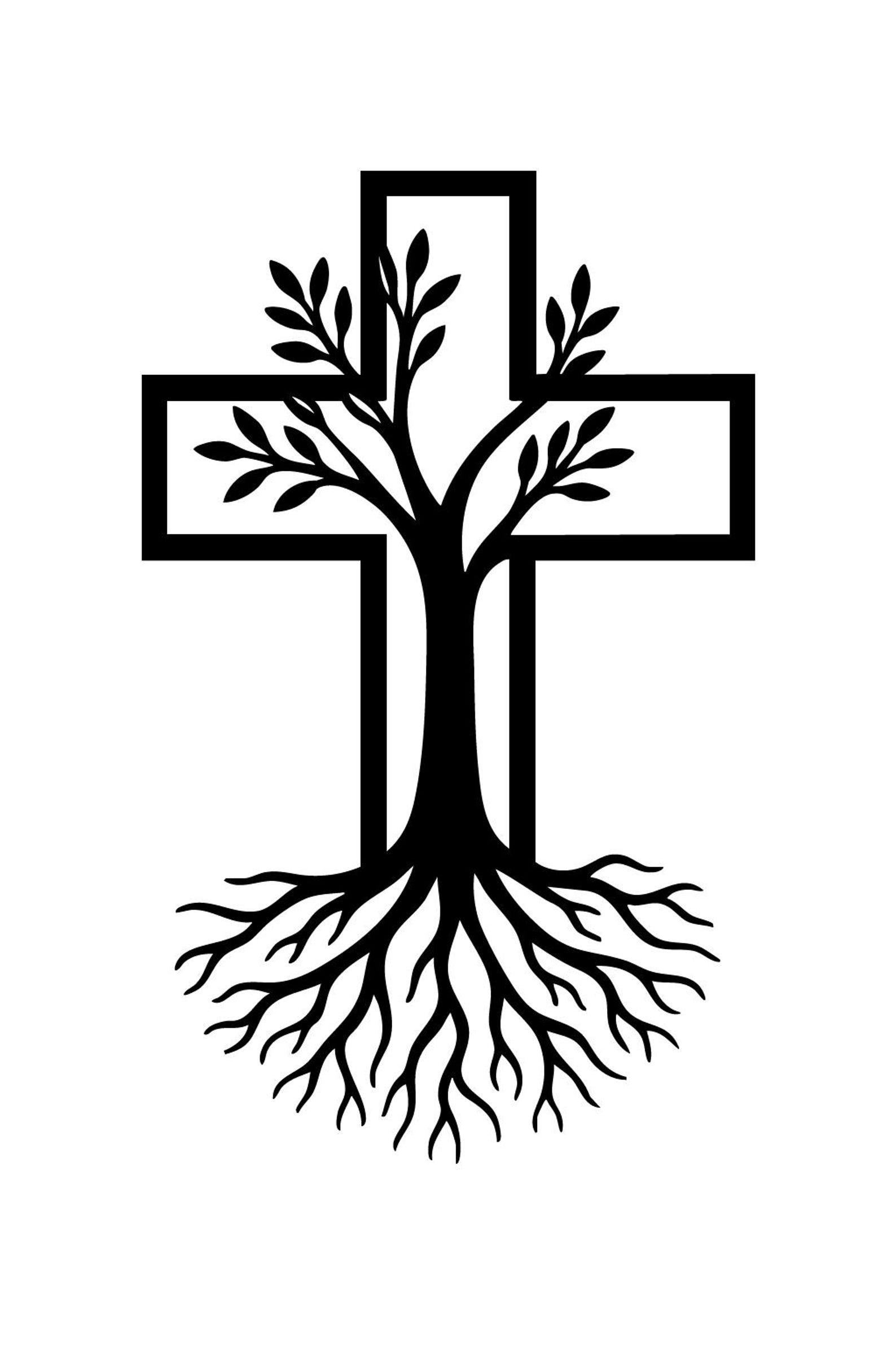 Tree of Life Cross SVG: Christian Line Art, Laser Engraving - Etsy