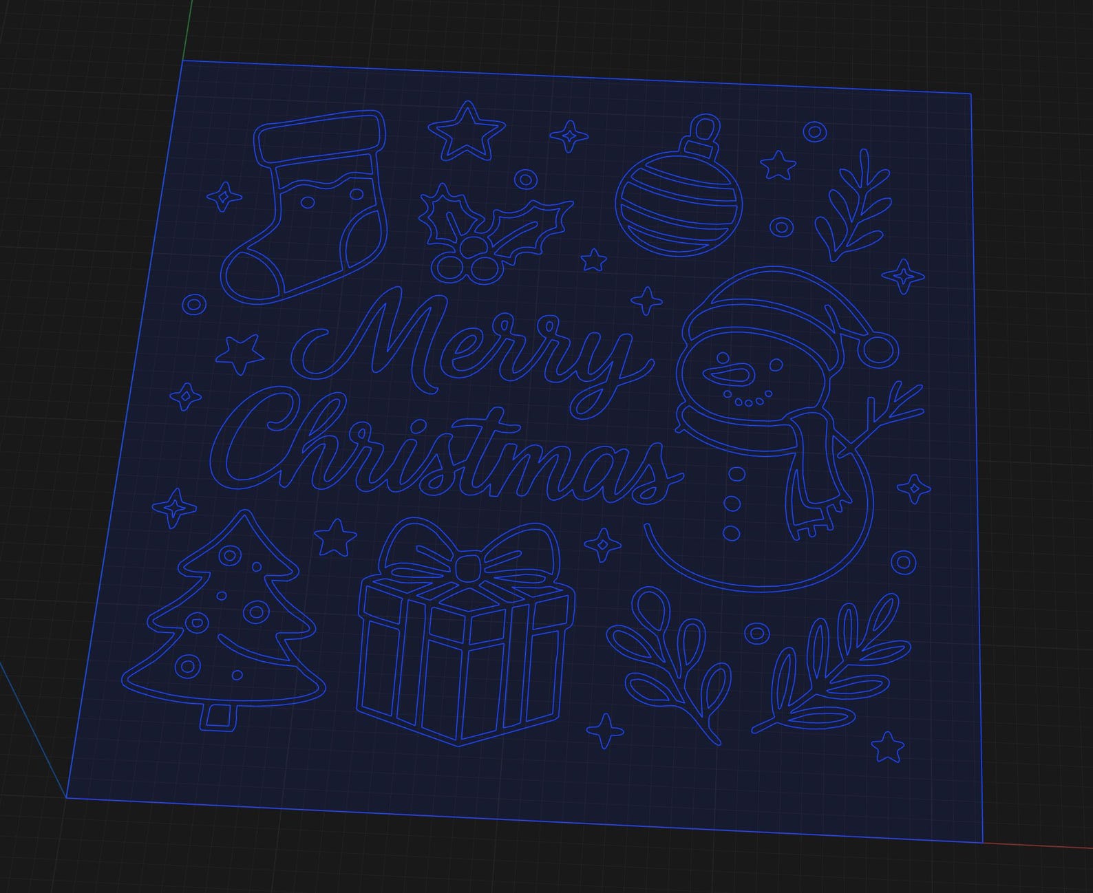 Merry Christmas Line Art | Festive Coloring Page | Holiday SVG PNG DXF ...