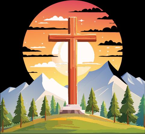 Sunset Cross With Mountains for Cricut, SVG, PNG - Etsy