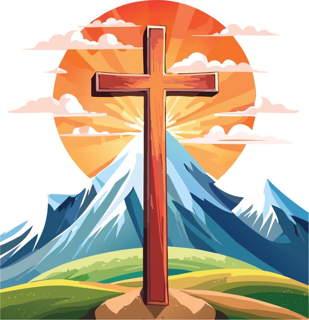 Cross With Mountains for Cricut, SVG, PNG - Etsy