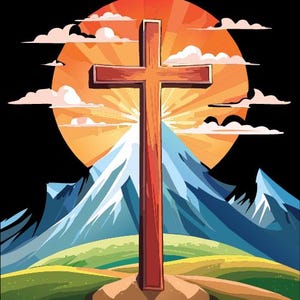 Cross With Mountains for Cricut, SVG, PNG - Etsy