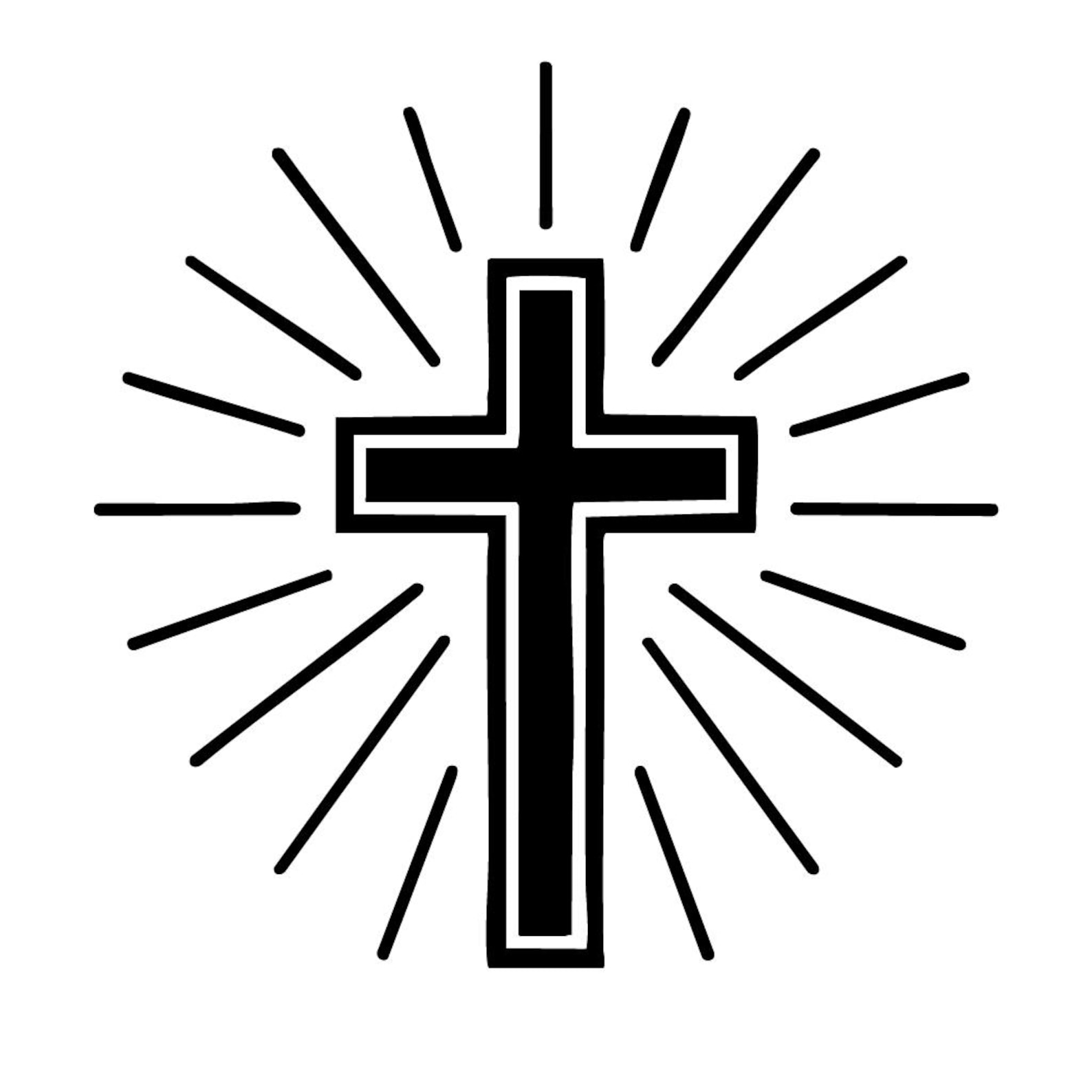 Radiant Cross SVG – Christian Line Art, Laser Engraving (digital ...