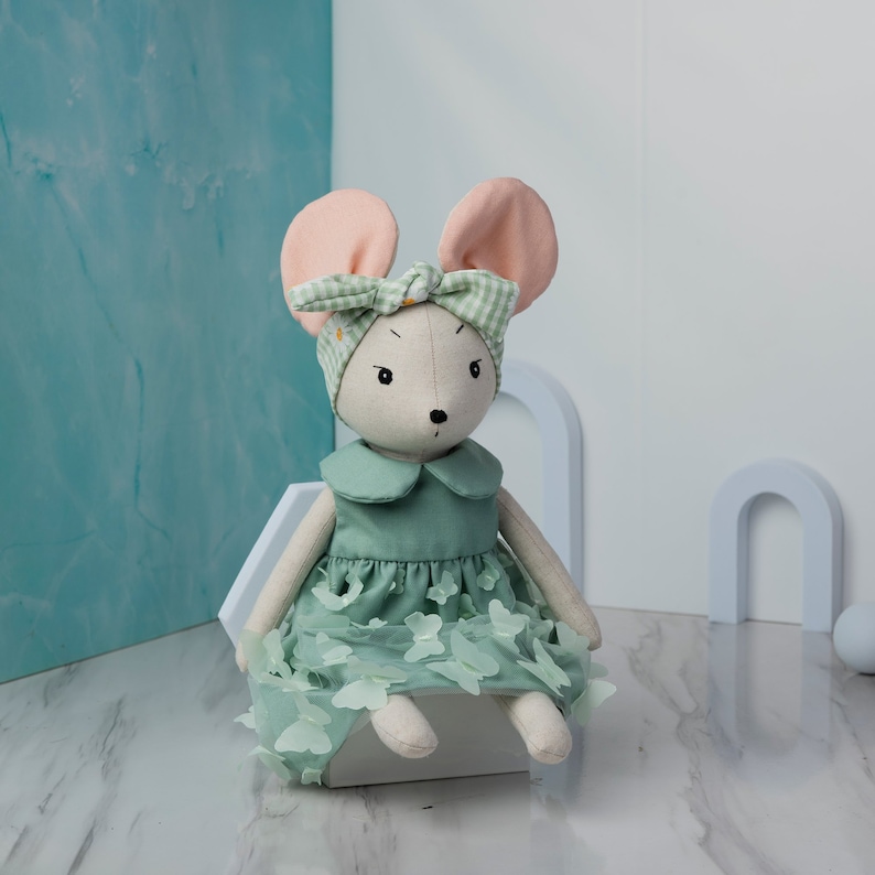 Stuffed Animal the Mouse Doll With Dress, Heirloom Baby Doll, Handmade ...