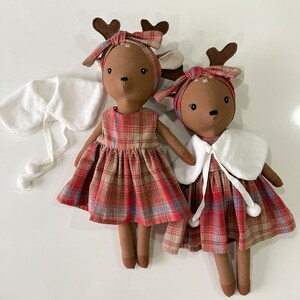 Handmade Linen Deer Doll With Christmas Dress – Handmade Heirloom ...