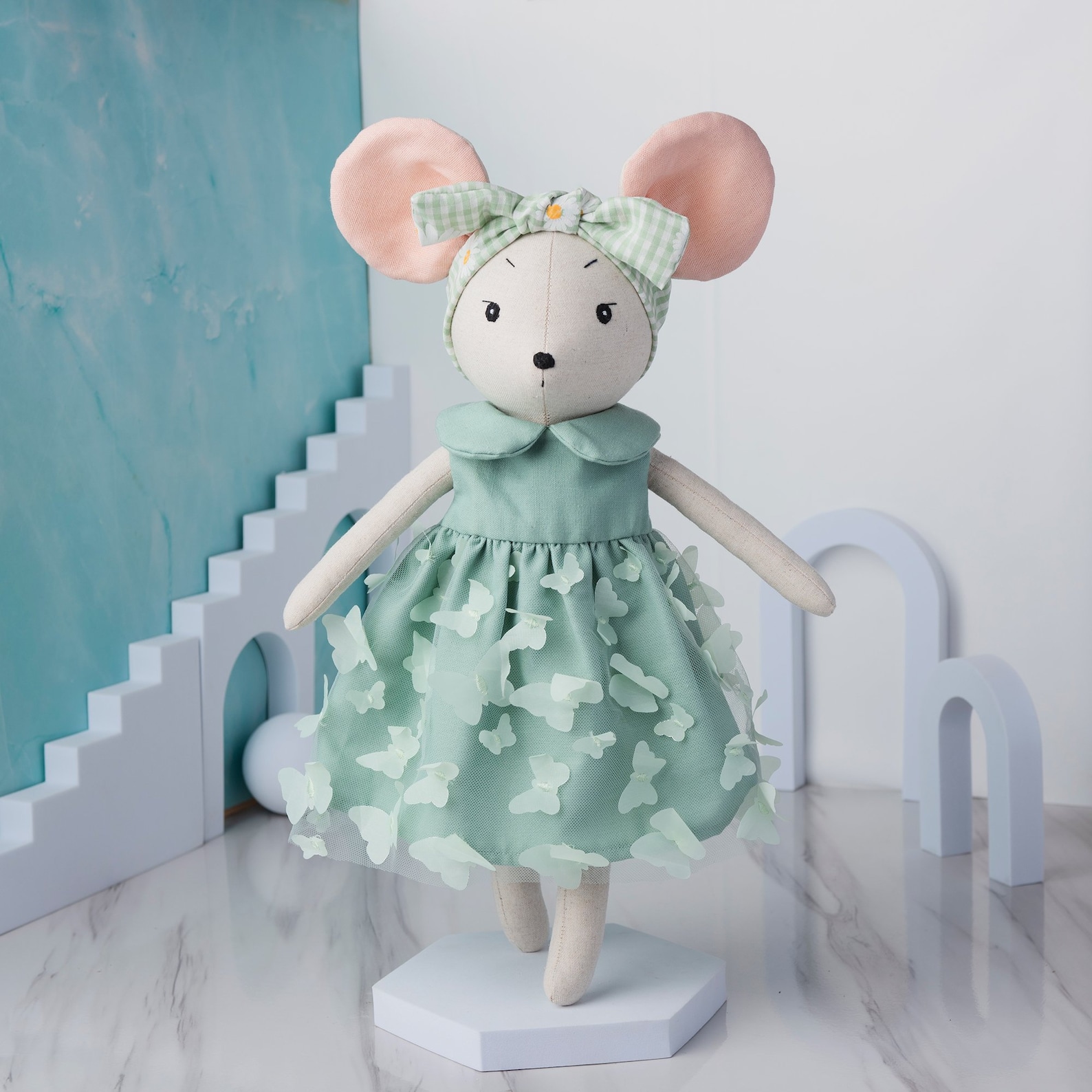 Stuffed Animal the Mouse Doll With Dress, Heirloom Baby Doll, Handmade ...