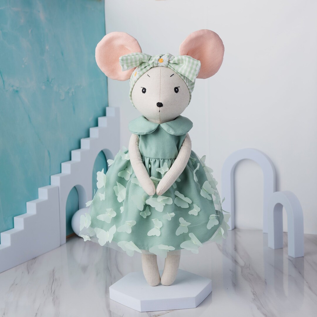 Stuffed Animal the Mouse Doll With Dress, Heirloom Baby Doll, Handmade ...