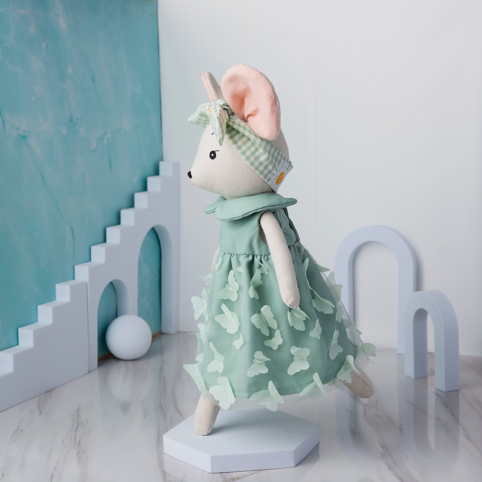 Stuffed Animal the Mouse Doll With Dress, Heirloom Baby Doll, Handmade ...