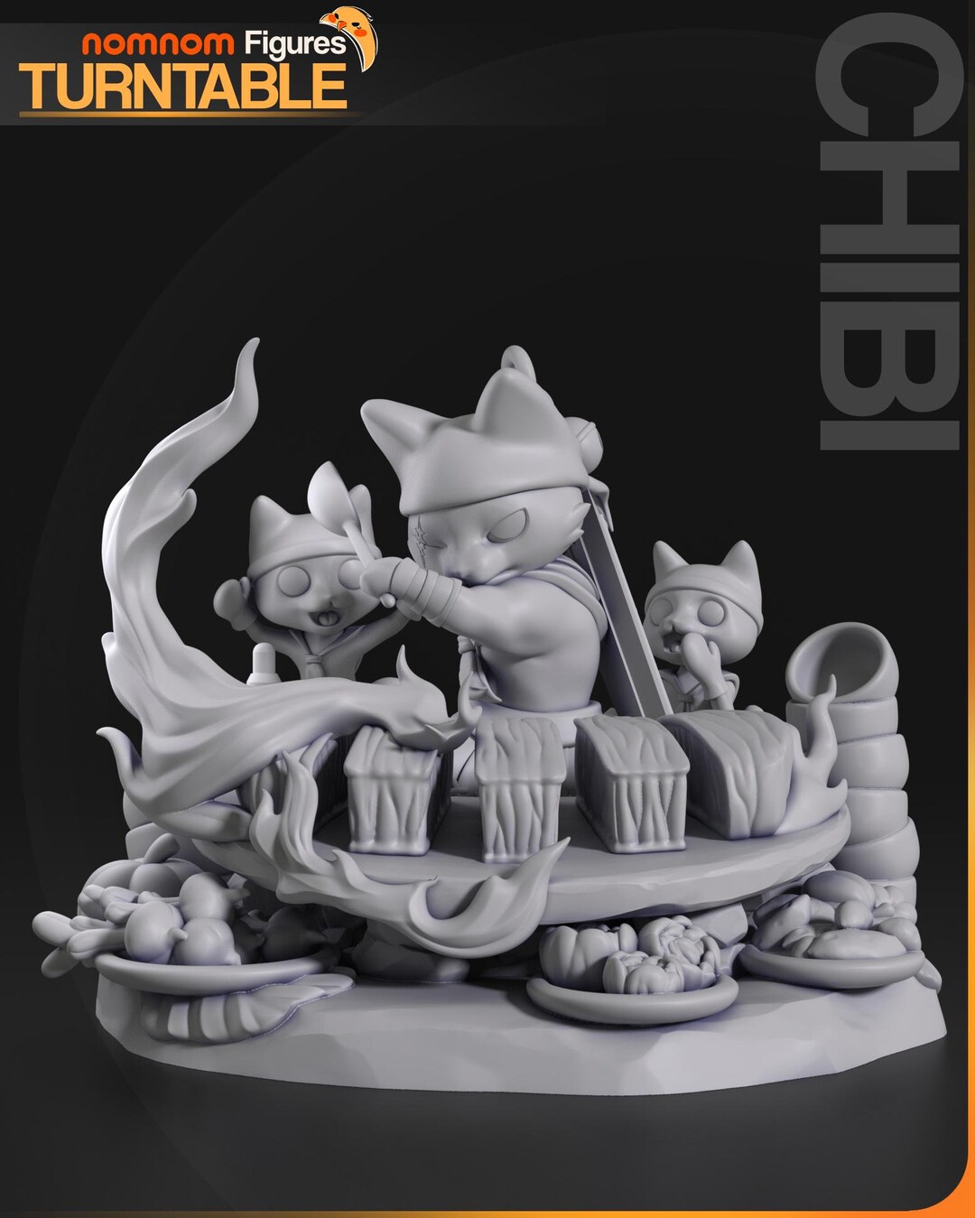 Chibi Meowscular Chef Figurine | Video Game Figurine | Nomnom Figures ...