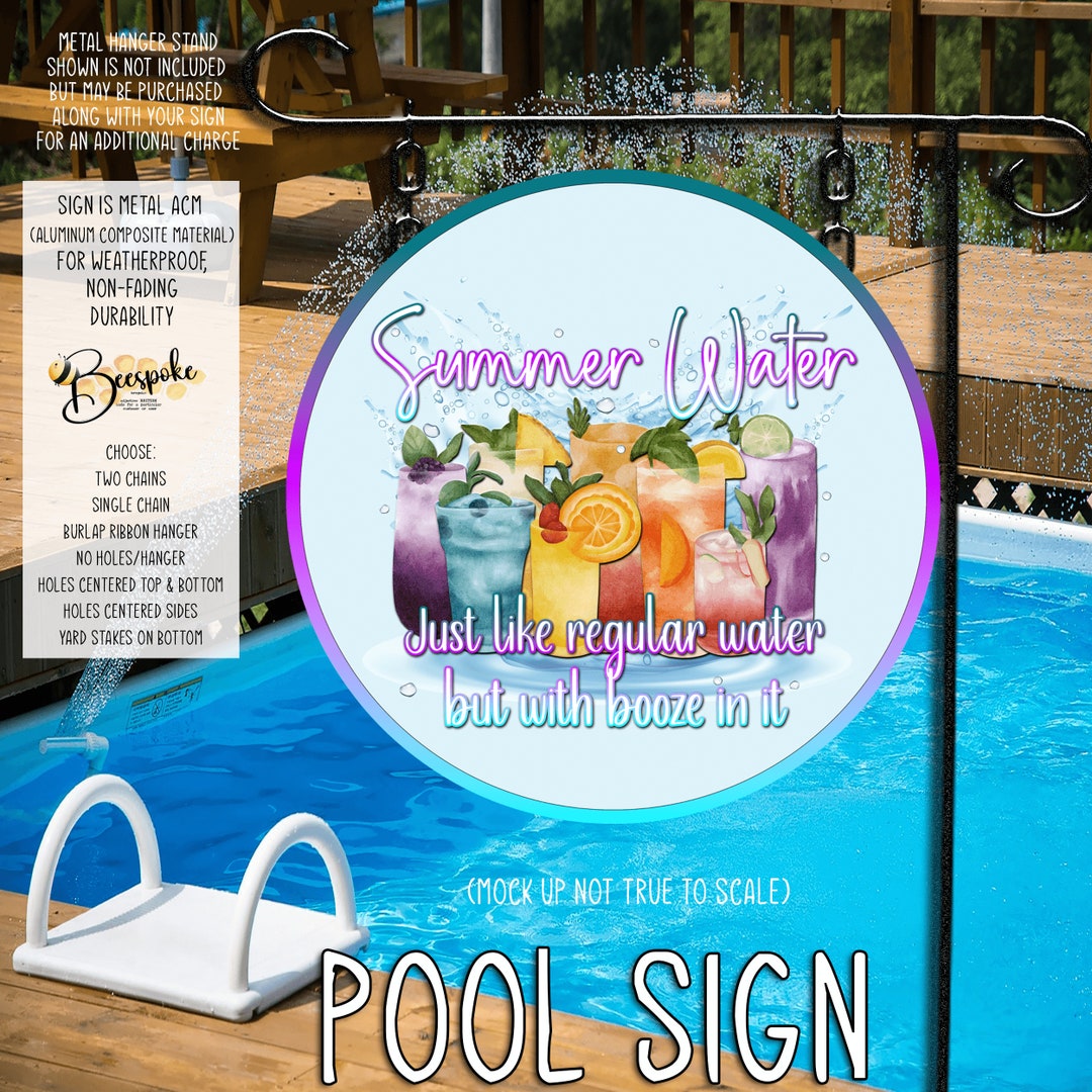 Summer Water Sign / Cocktails / Pool Bar Sign Decor for Outdoors ...