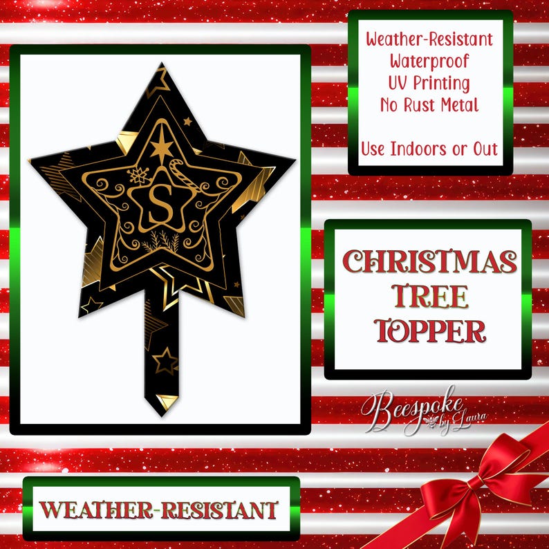 Shining Star Tree Topper / Monogram Tree Decoration / Christmas Tree ...
