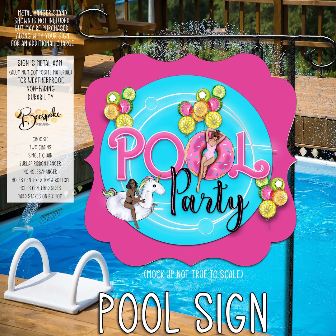 Pool Party Sign / Unicorn Floatie / Girls in Pool / Pool Party ...