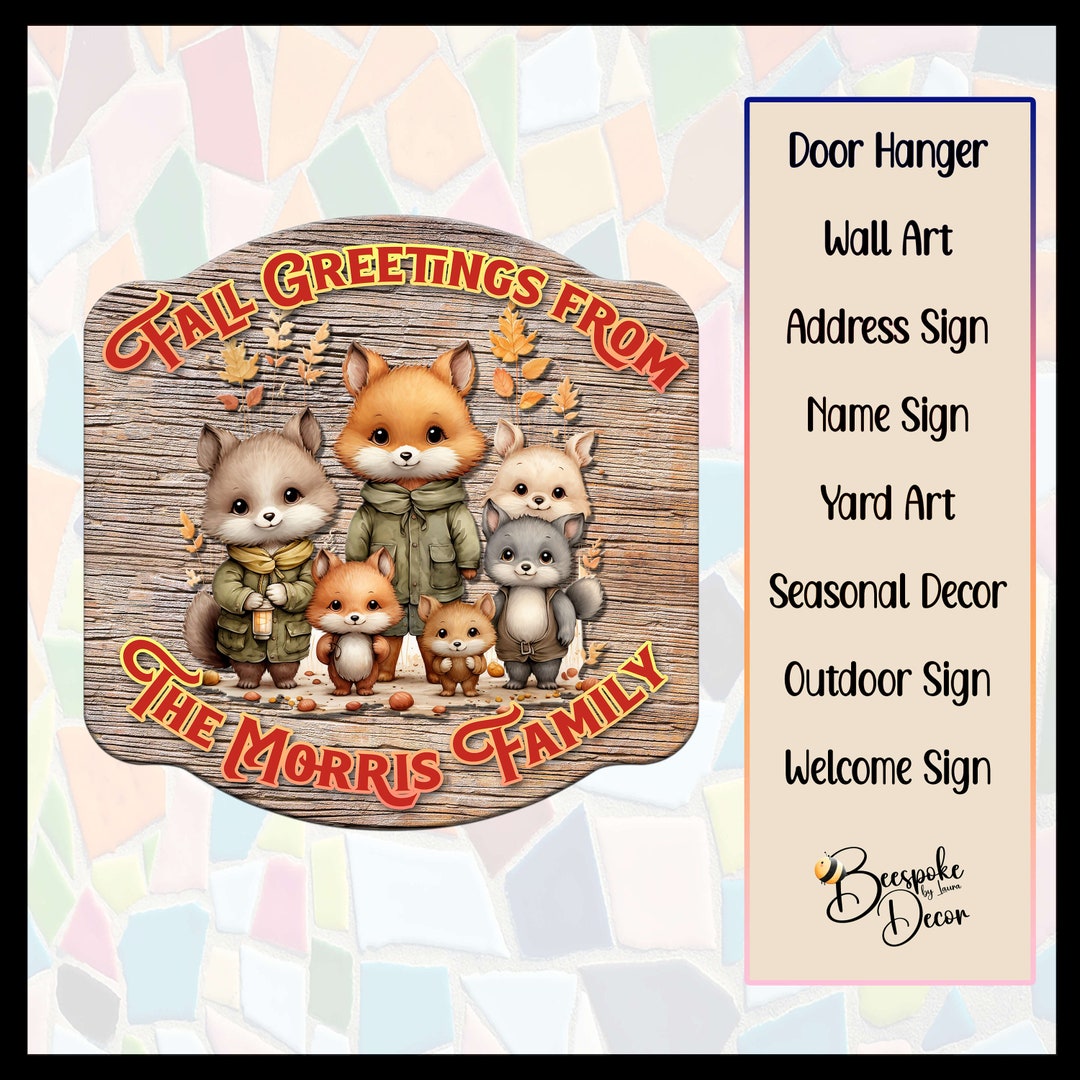 Fall Greetings / Custom Fall Sign / Personalized Fox Decoration / Fall ...