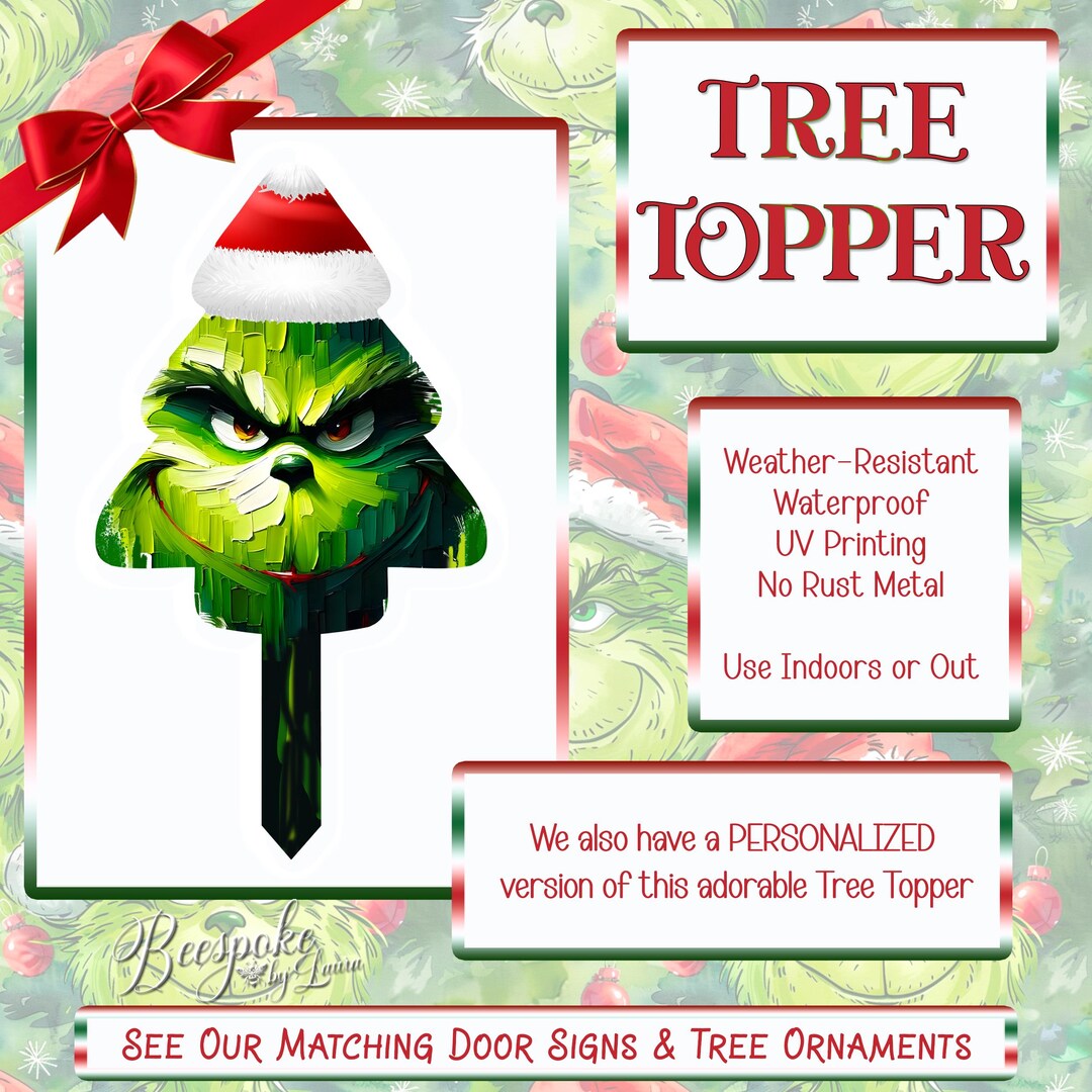 Grinch 3D Look Tree Topper / Grinch Christmas Tree Topper / Christmas ...