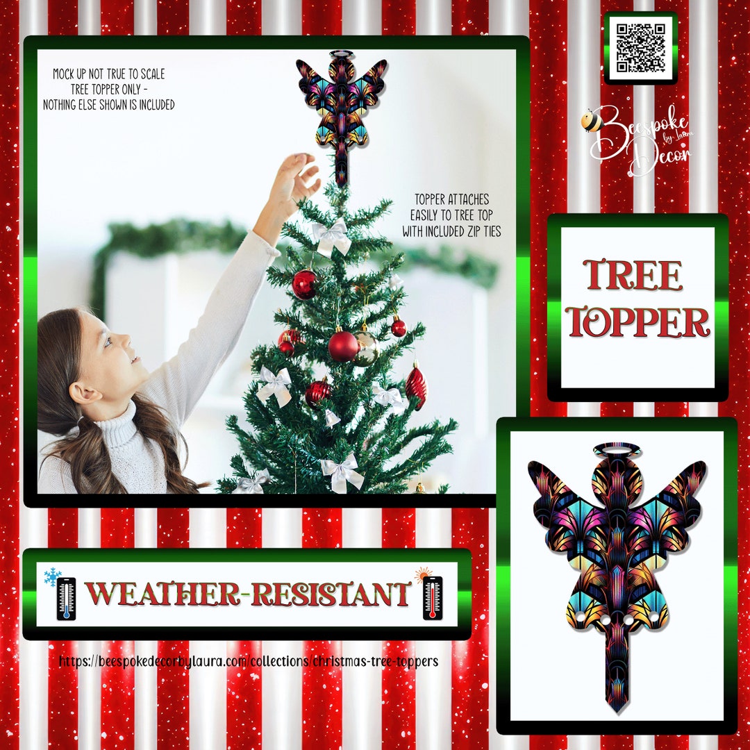 Faux Stained Glass Angel Tree Topper / Angel Collector / Colorful Tree ...